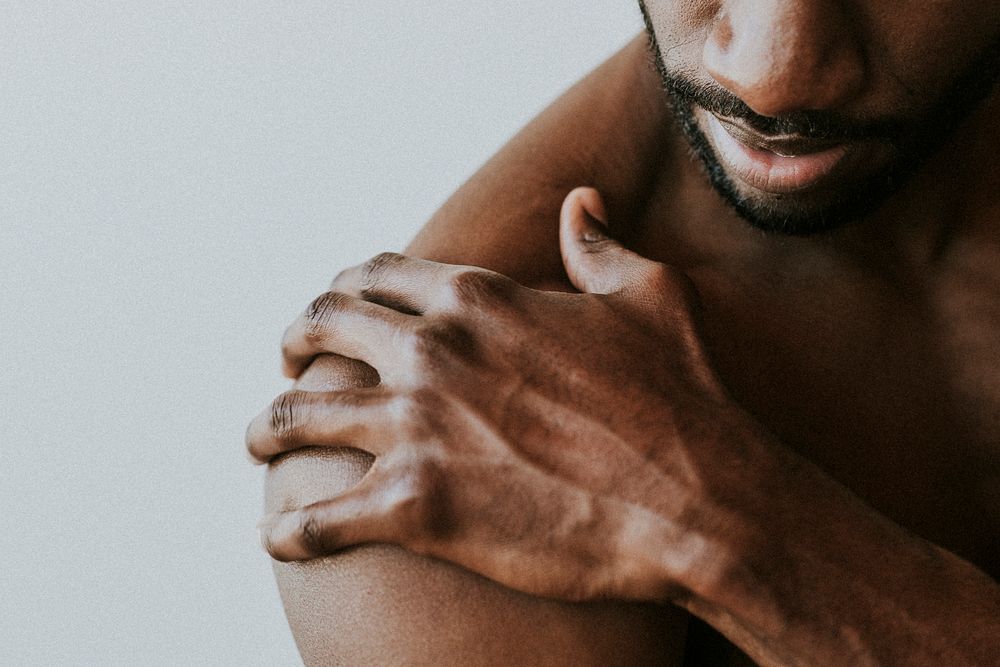 Bared chest black man touching | Premium Photo - rawpixel