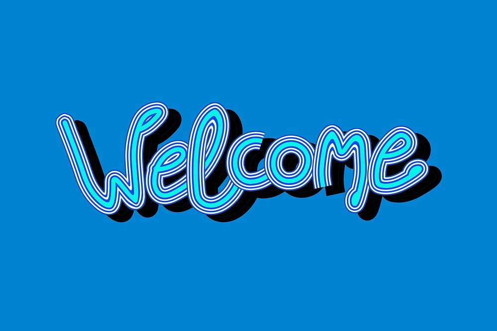 Welcome psd blue wallpaper funky | Free PSD - rawpixel