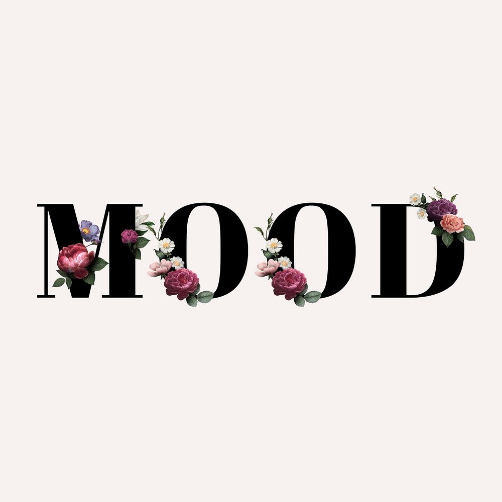 Floral mood word typography on a beige | Free Photo - rawpixel