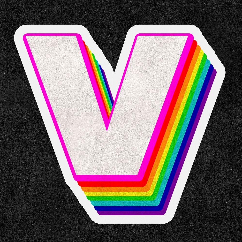 Letter v psd rainbow typography | Free PSD - rawpixel