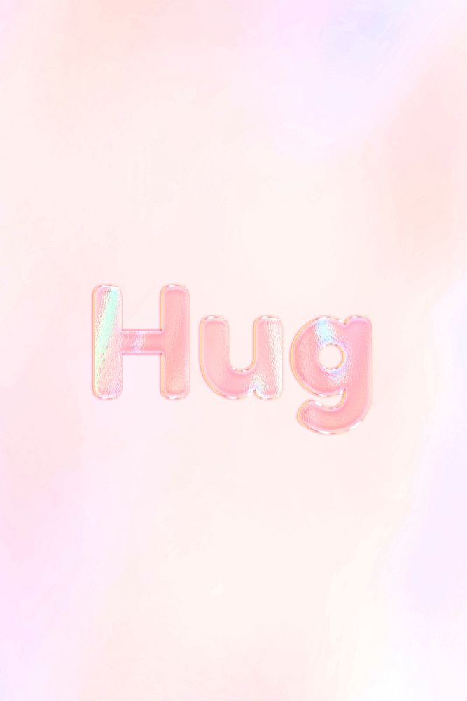 Hug orange holographic text bold | Free Photo - rawpixel
