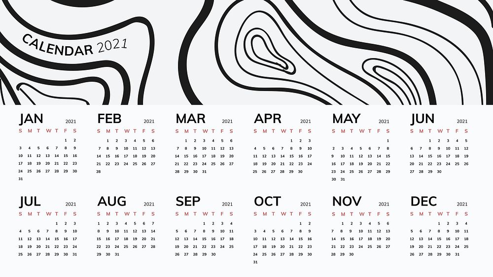Calendar year 2021 printable with black | Free Photo - rawpixel