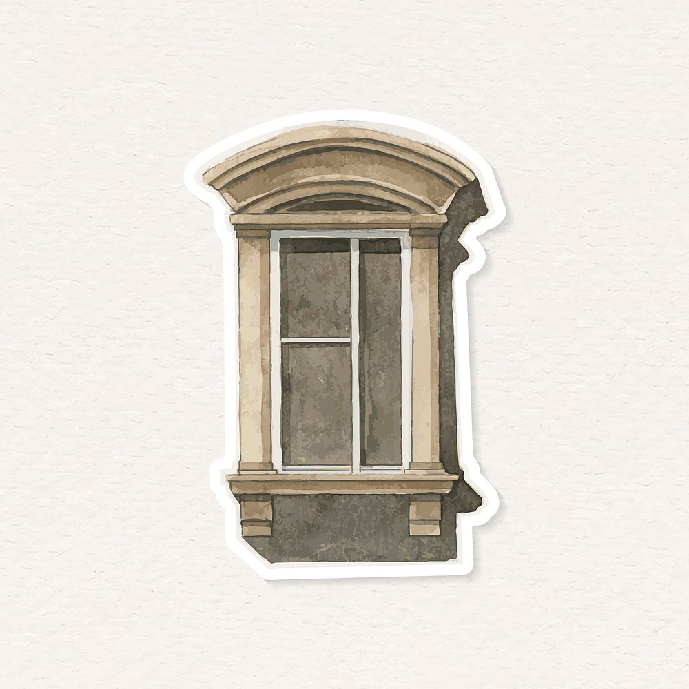 Vector watercolor vintage European window | Free Vector - rawpixel