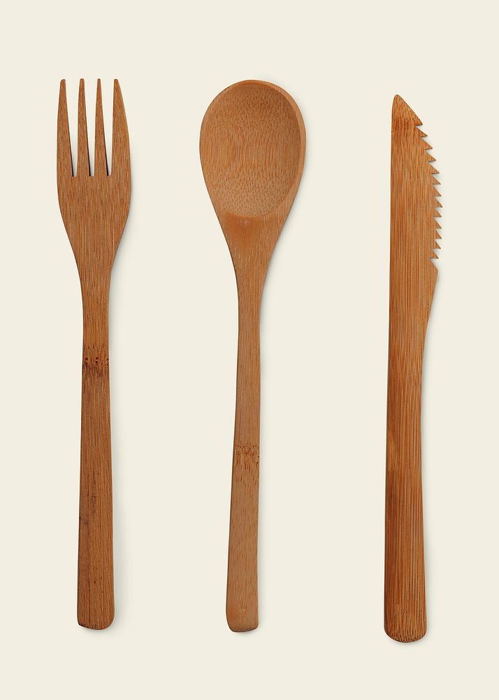 Reusable wooden cutlery set design | Premium PSD - rawpixel