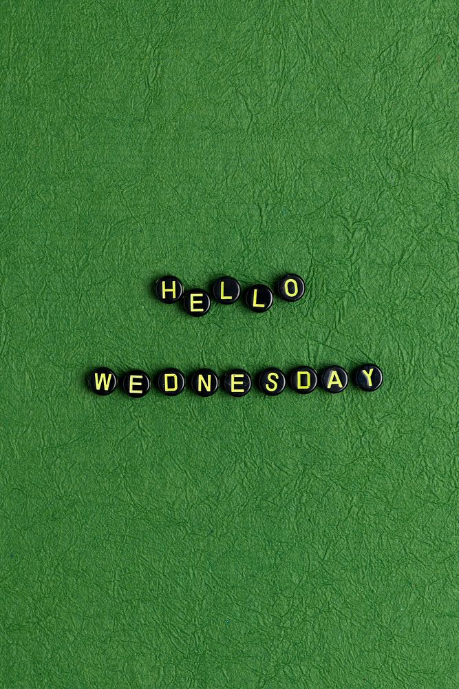 Black HELLO WEDNESDAY beads word | Free Photo - rawpixel