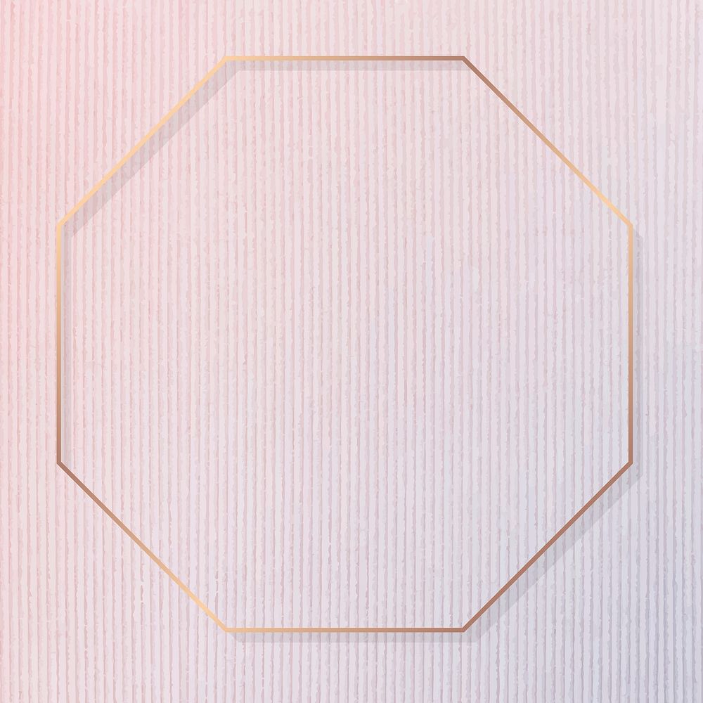 Octagon gold frame on pink | Premium Vector - rawpixel