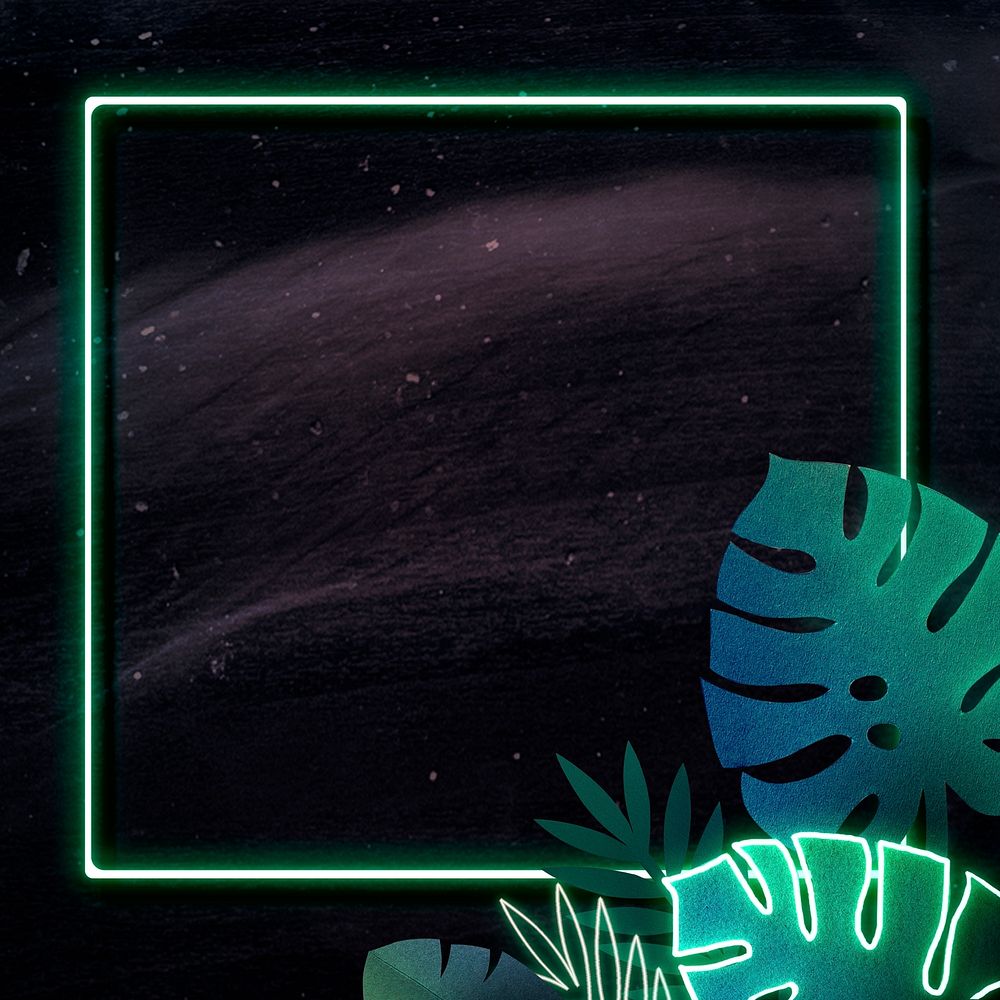 Blank square green neon leafy | Premium PSD - rawpixel