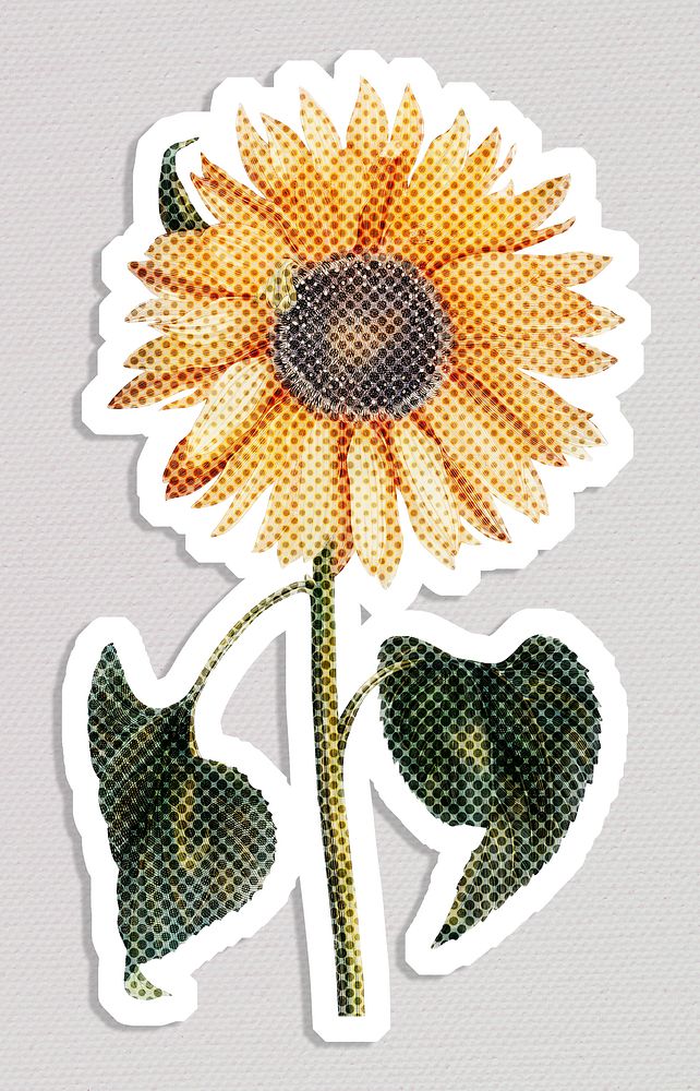 Halftone yellow sunflower sticker with white | Premium PSD - rawpixel