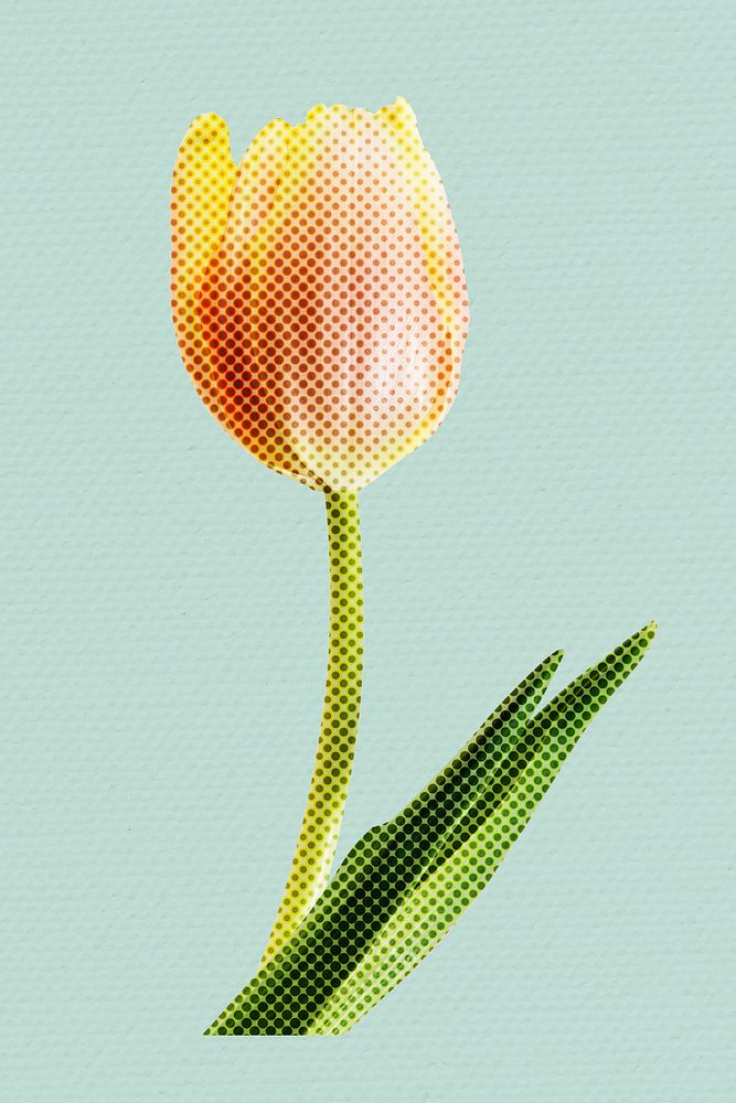 Halftone tulip flower sticker design | Free PSD - rawpixel