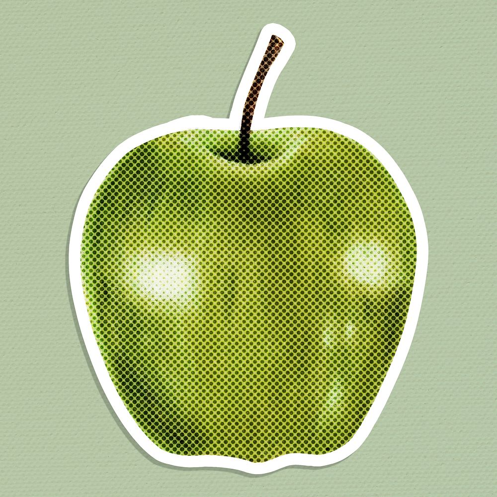 Halftone green apple sticker overlay | Premium PSD - rawpixel