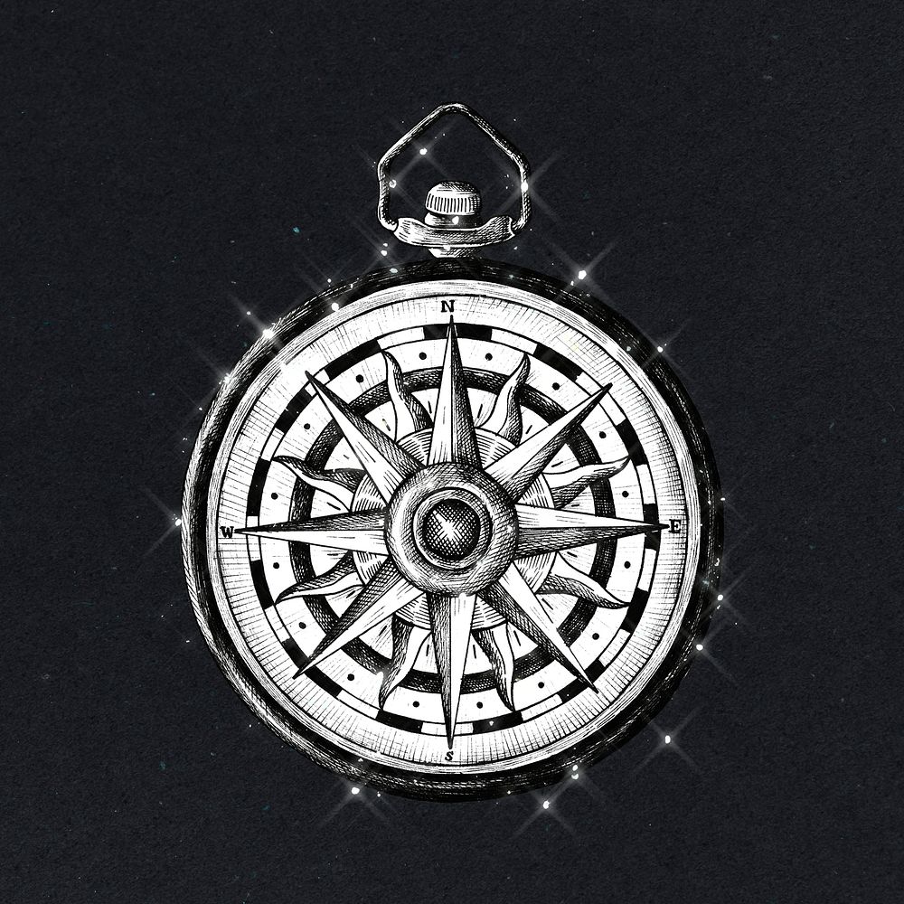 Sparkling classic compass design element | PSD - rawpixel