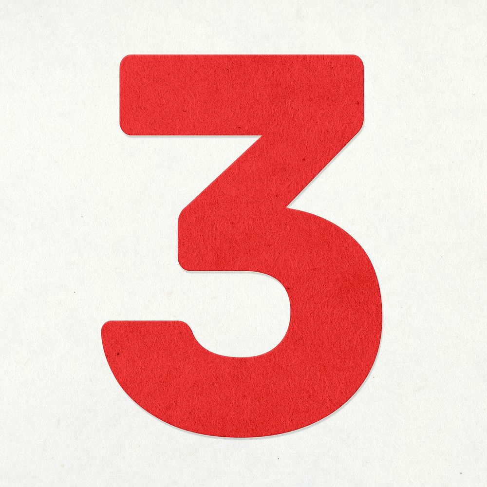 Red number three sticker design | Free PSD - rawpixel