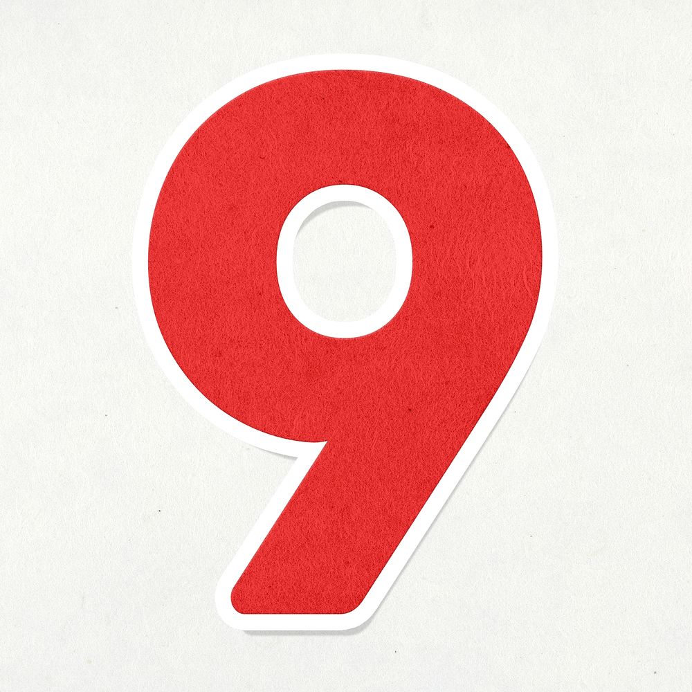Red number nine sticker design | Free PSD - rawpixel