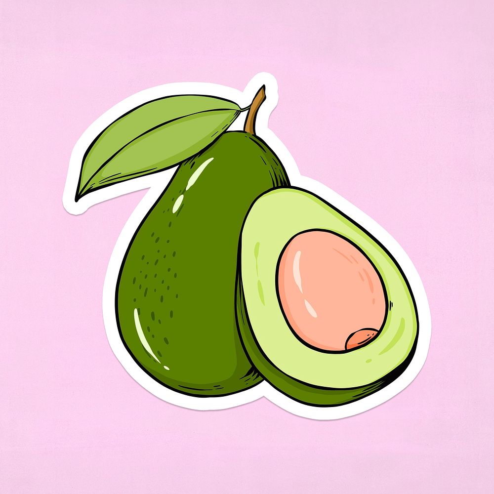 Psd cartoon sticker avocado hand | Free PSD - rawpixel