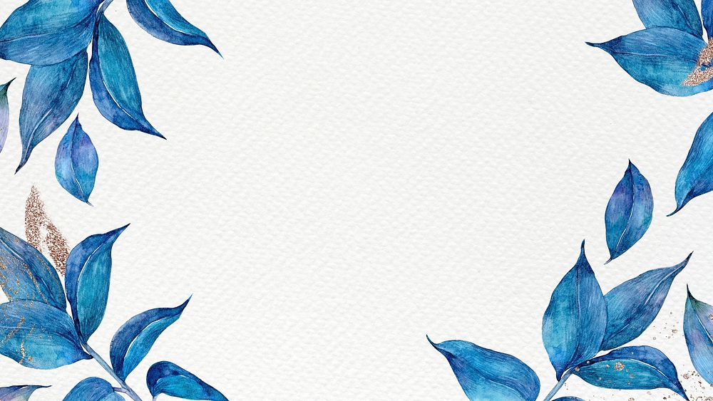 Blue botanical leaf frame in watercolor | Free Photo - rawpixel