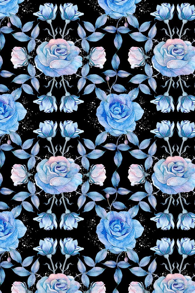 Blue watercolor rose patterned background | Free Photo - rawpixel
