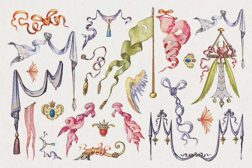 Medieval heraldic ribbon, flag and | Premium PSD - rawpixel