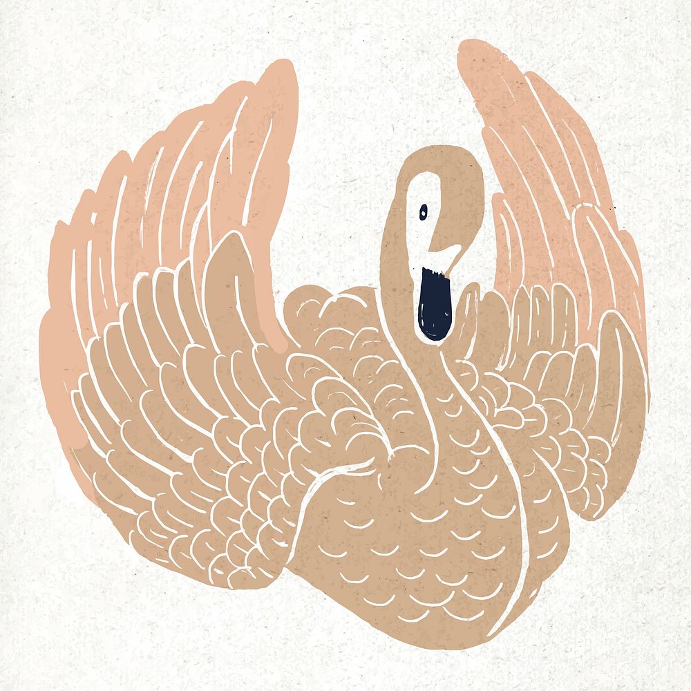 Beige swan bird vector vintage | Premium Vector Illustration - rawpixel