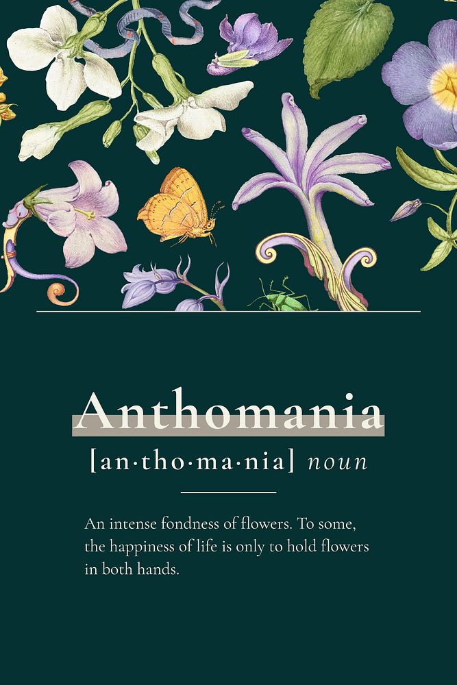 Green colorful floral poster with anthomania | Free Photo - rawpixel