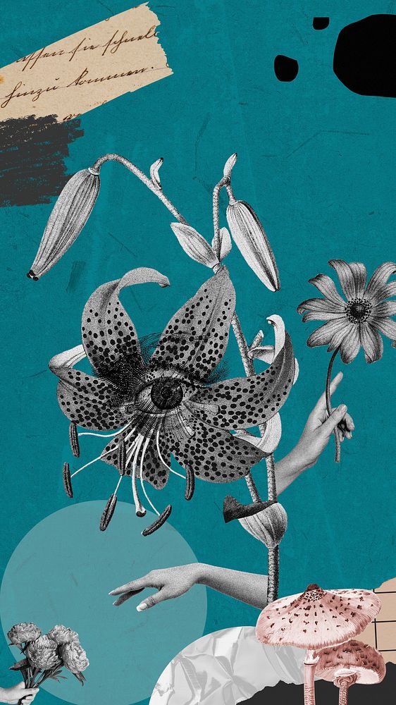 Vintage surrealism collage mobile wallpaper, | Premium PSD Illustration ...