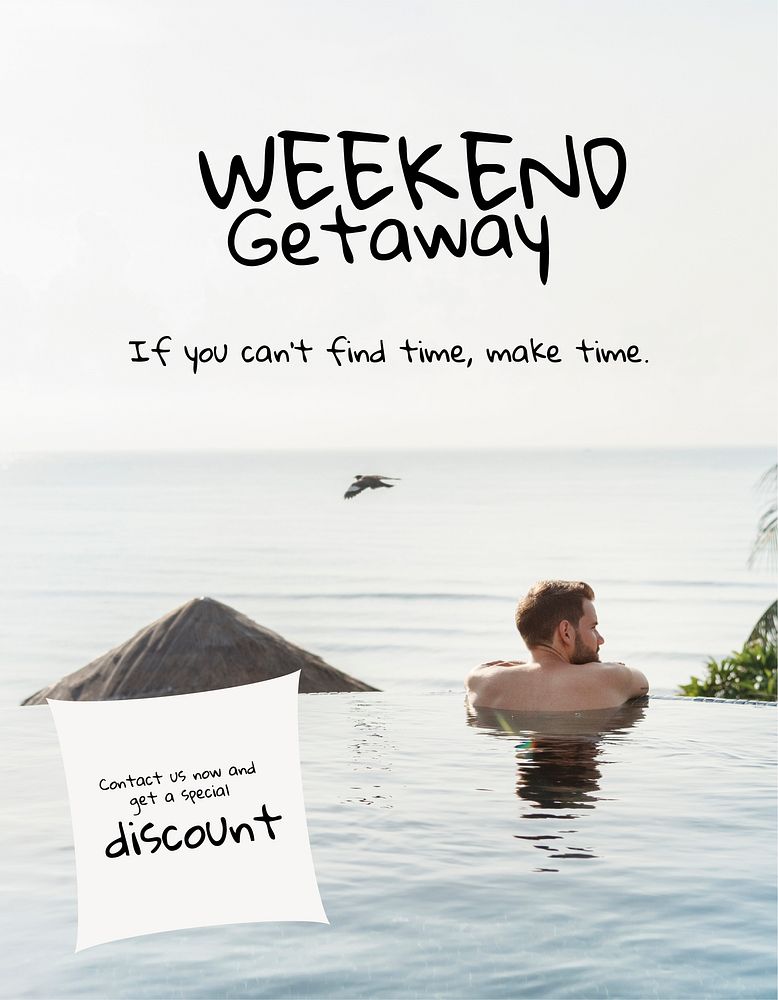 Weekend getaway flyer template, | Premium Vector Template - rawpixel