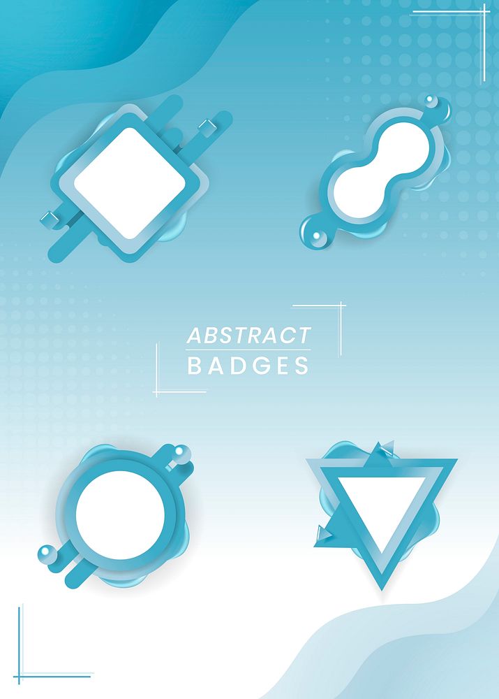 Blue geometrical shaped badges vector | Free Vector - rawpixel