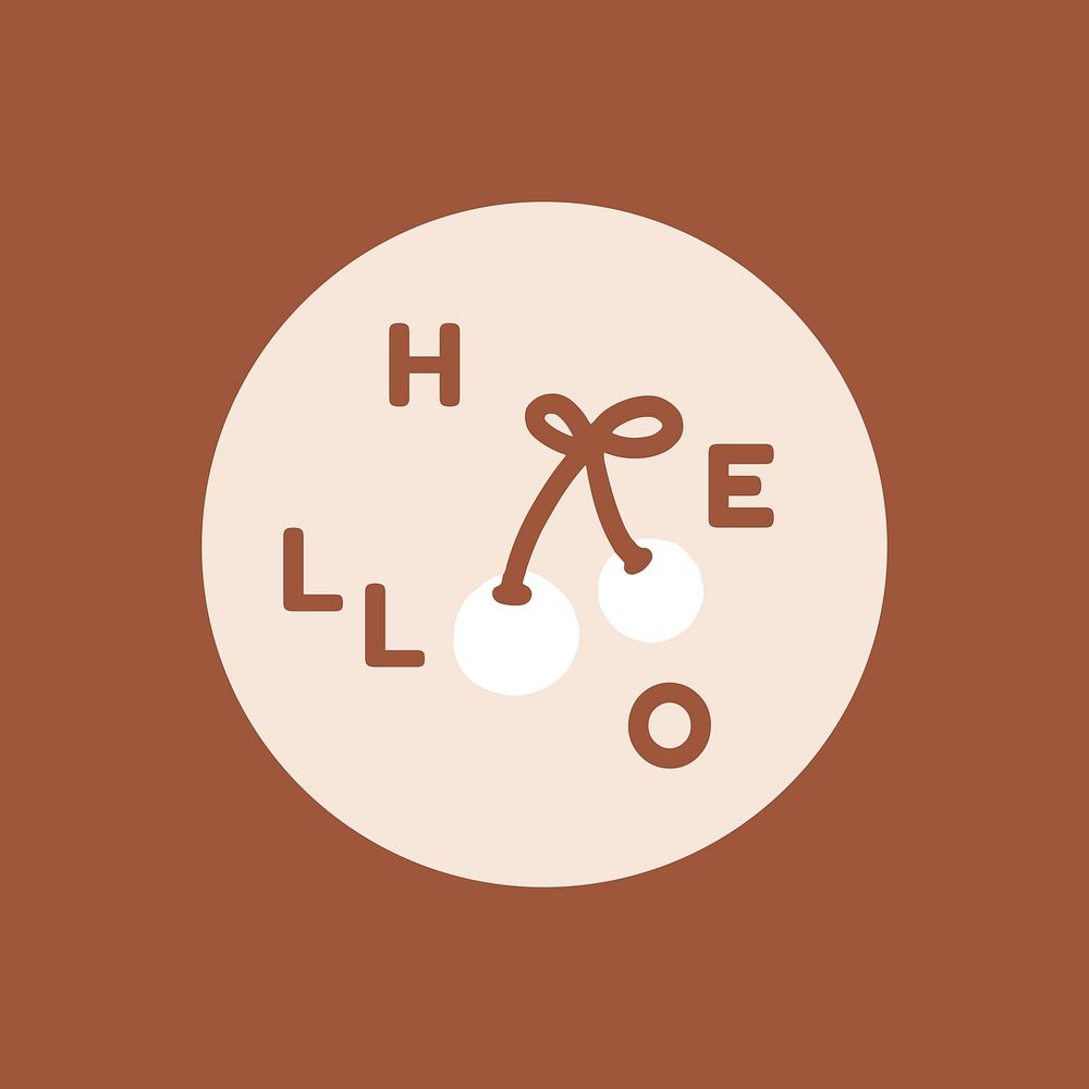 Hello sticker label with a cherry | Free Vector - rawpixel