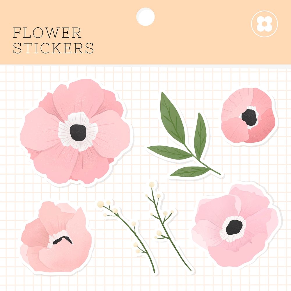 Flower stickers package vector | Premium Vector - rawpixel