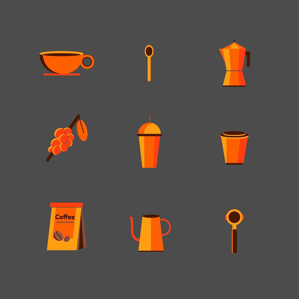 Coffee utensil collection in orange | Premium Vector - rawpixel
