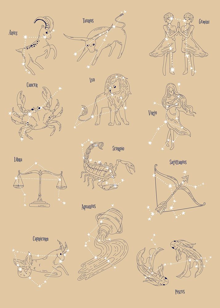 Astrological star signs vector set | Premium Vector - rawpixel