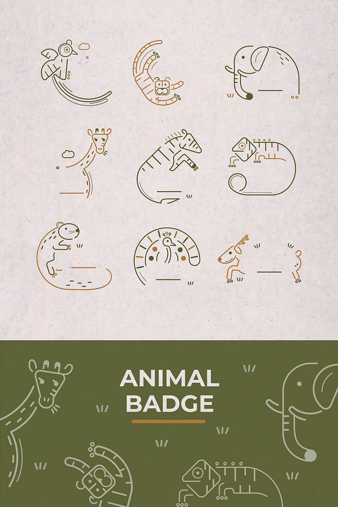Animal badge design elements vector | Free Vector - rawpixel