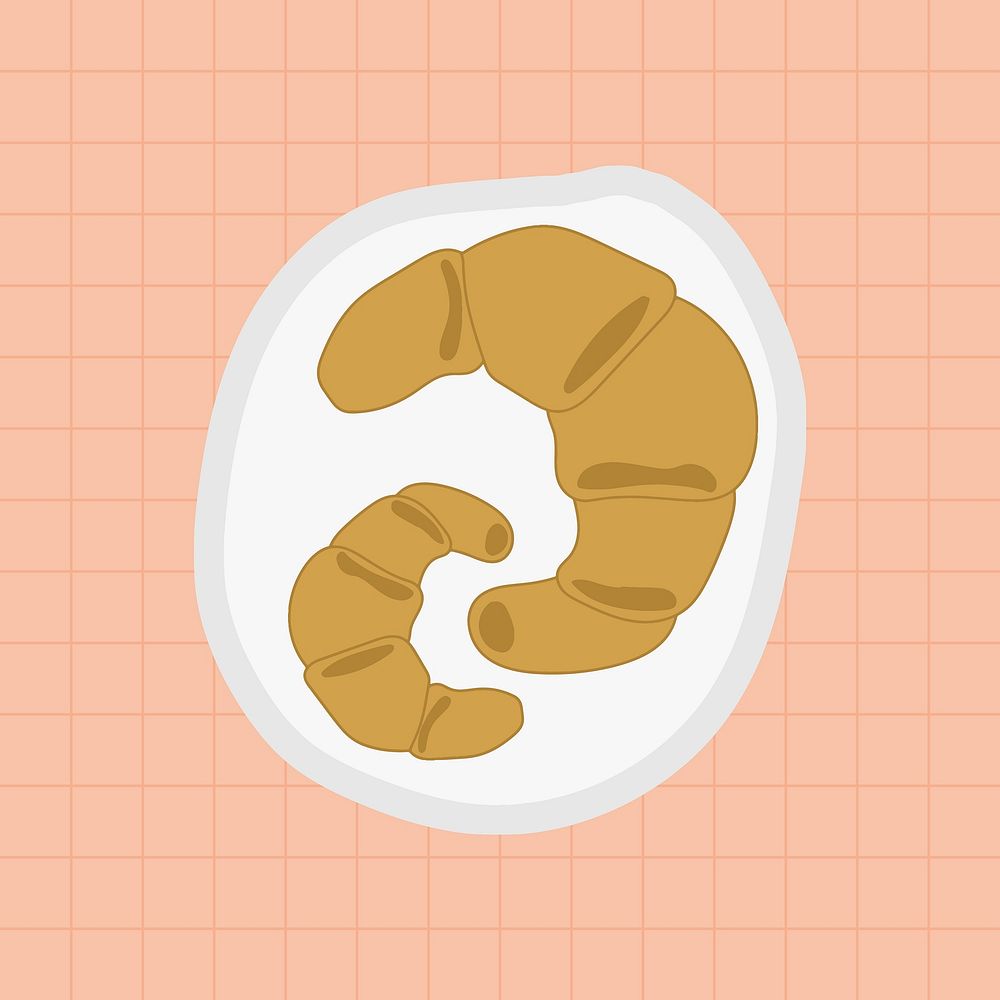 Cute croissants doodle sticker vector | Free Vector - rawpixel
