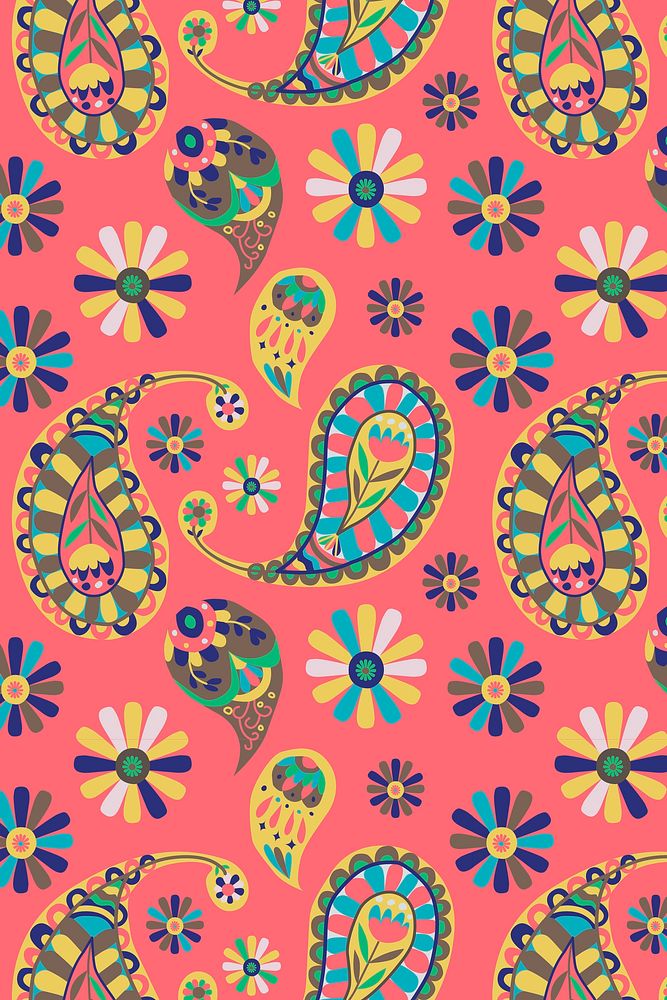 Bright pink paisley pattern vector | Vector - rawpixel