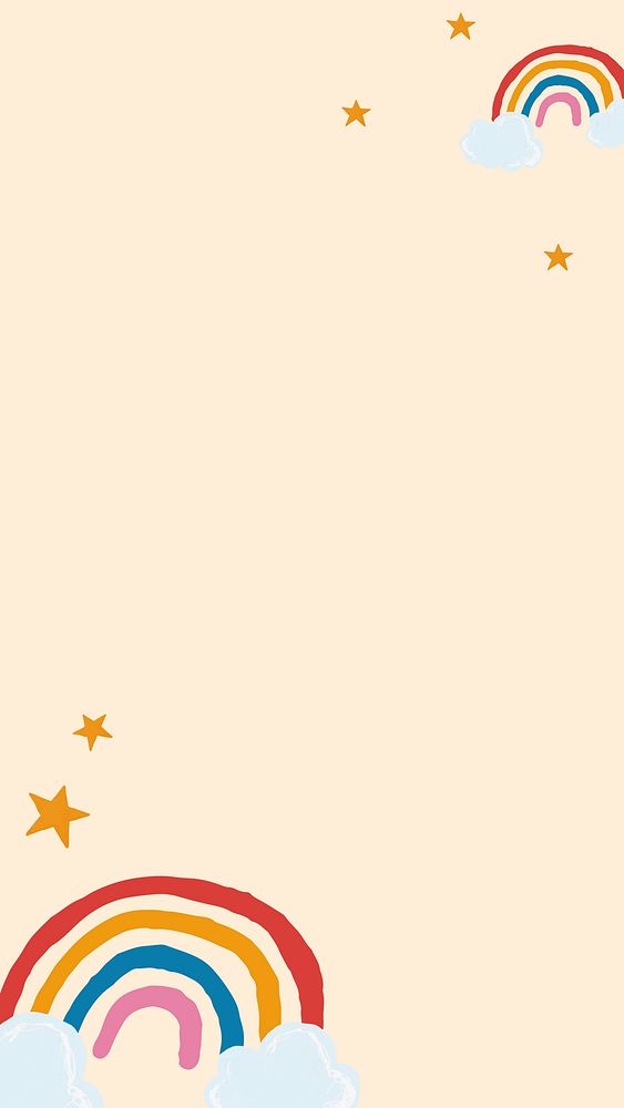 Cute rainbow frame vector in beige | Premium Vector - rawpixel