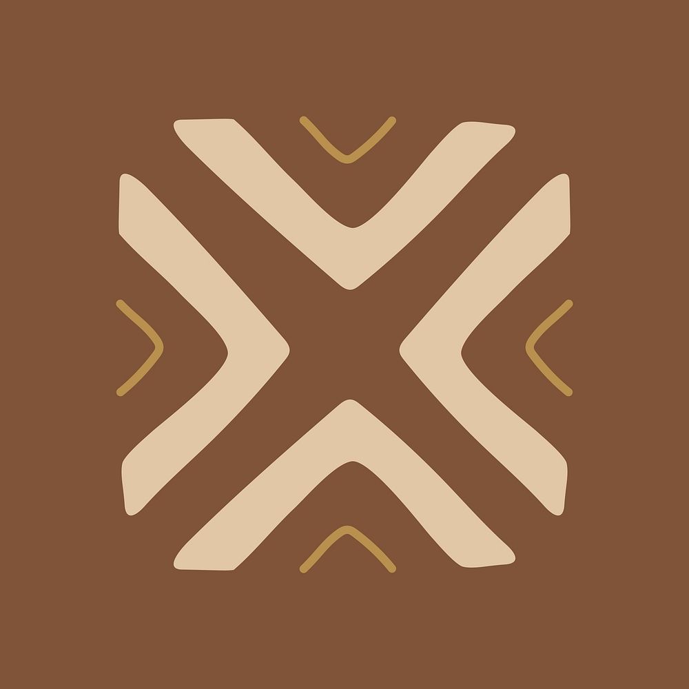 Ethnic shape sticker, brown doodle | Free Vector - rawpixel