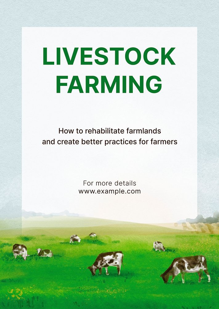 Livestock farming poster template, watercolor | Premium PSD Template ...