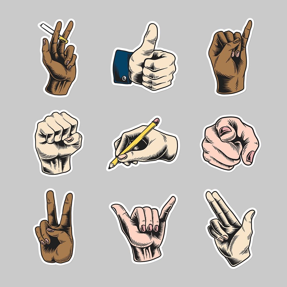 Cool hand gesture sticker with a white | Vector - rawpixel
