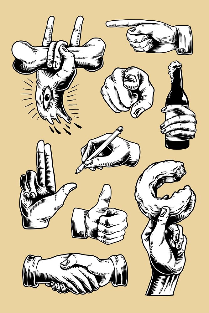 Cool hand gesture symbol set | Premium Vector - rawpixel