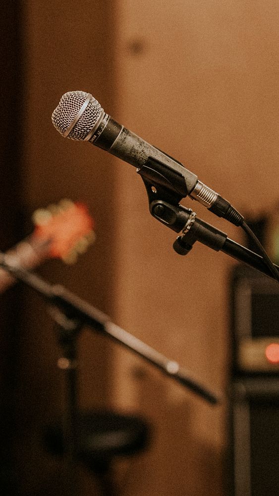 Aesthetic microphone music wallpaper, studio | Free Photo - rawpixel
