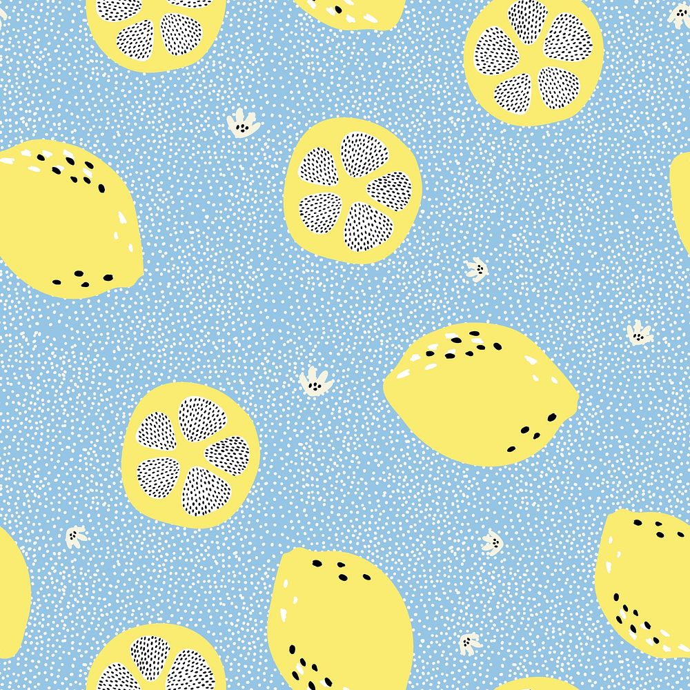 Lemon pattern, blue background, aesthetic | Premium Photo - rawpixel