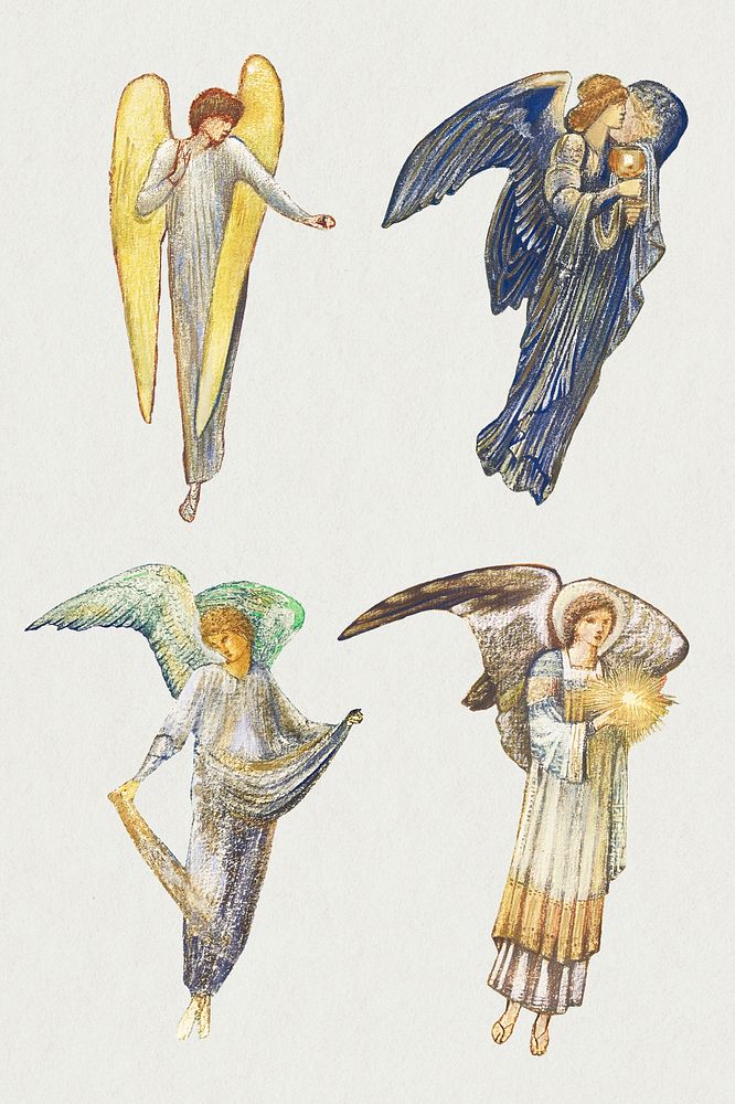 Vintage angels illustration design element | Premium PSD - rawpixel