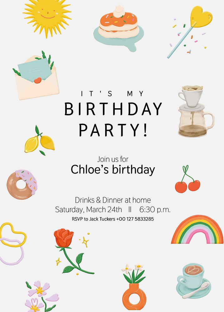 Birthday party invitation card template, | Premium Vector Template ...