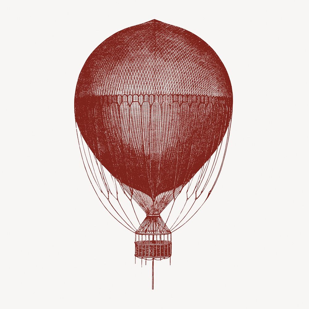Hot air balloon collage element, | Free PSD Illustration - rawpixel