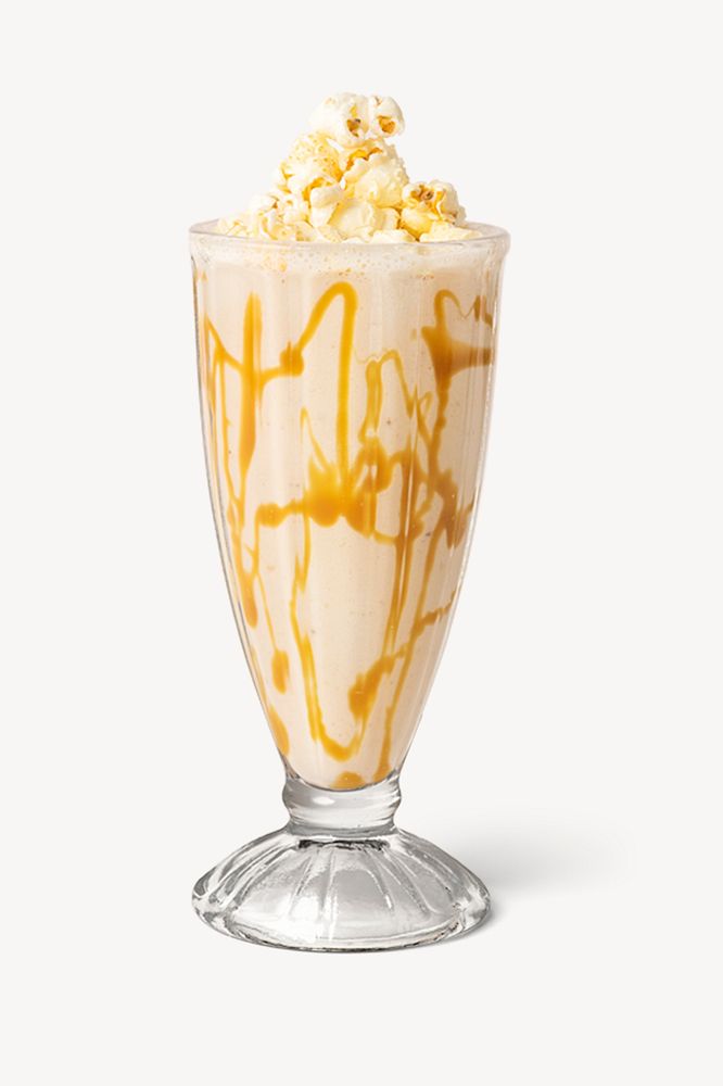 Caramel popcorn milkshake, drinks, dessert | Premium PSD - rawpixel