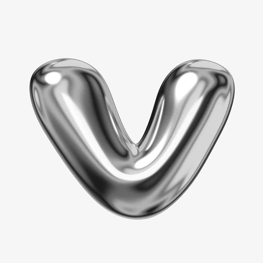 V alphabet, 3D chrome metallic | Premium PSD - rawpixel