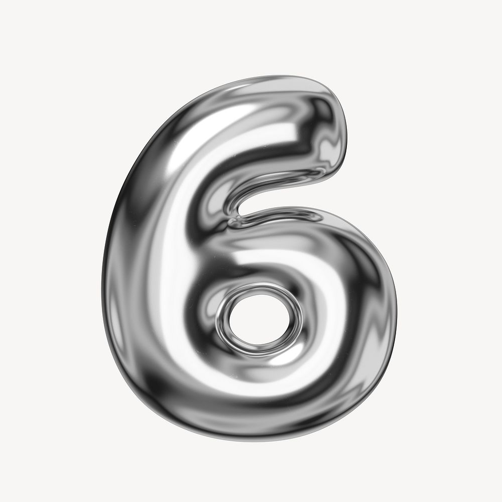 6 number six, 3D chrome | Free Photo - rawpixel