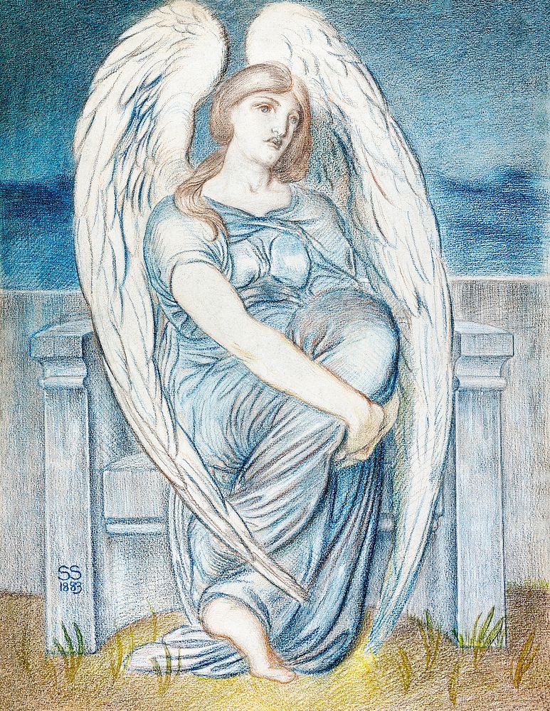 Seated Angel (1883) by Simeon | Free Photo Illustration - rawpixel