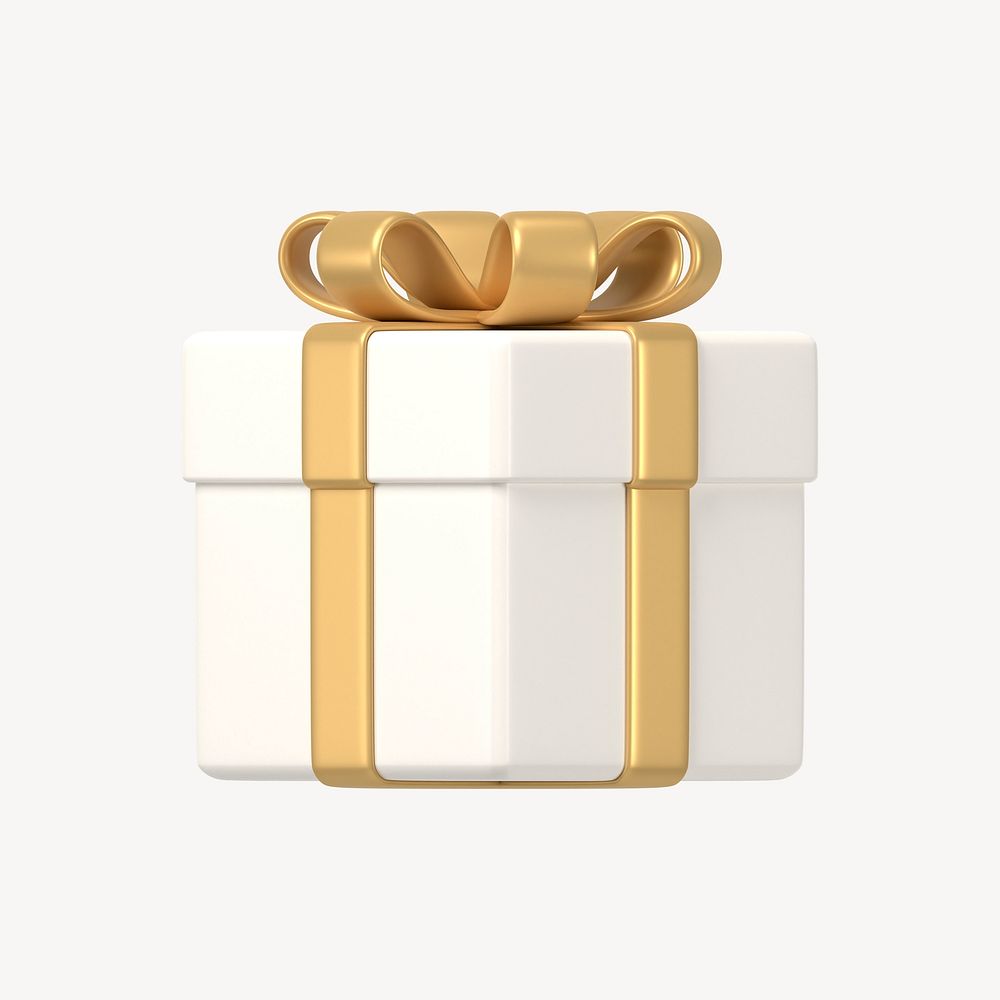 White gift box clipart, 3d | Premium PSD Illustration - rawpixel