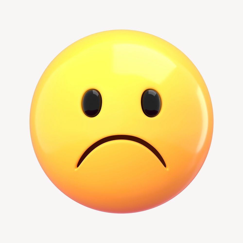 3D frowning face emoticon clipart | Premium PSD - rawpixel