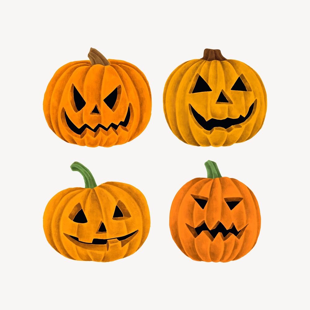 Hand drawn Halloween pumpkin jack-o'-lantern | Free Vector - rawpixel